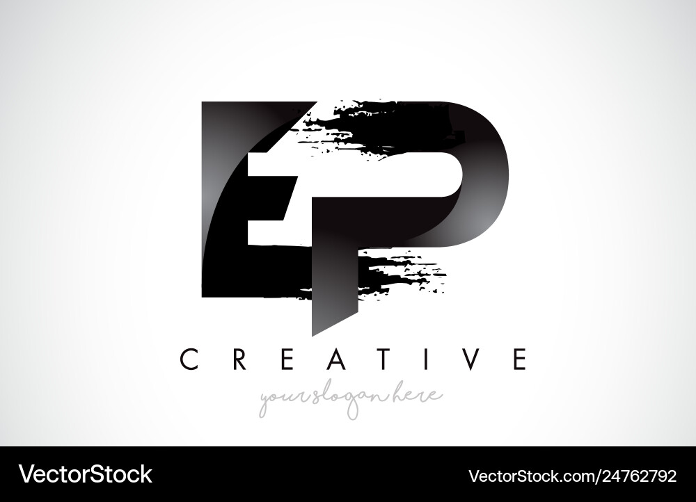 Ep letter design with brush stroke and modern 3d Vector Image