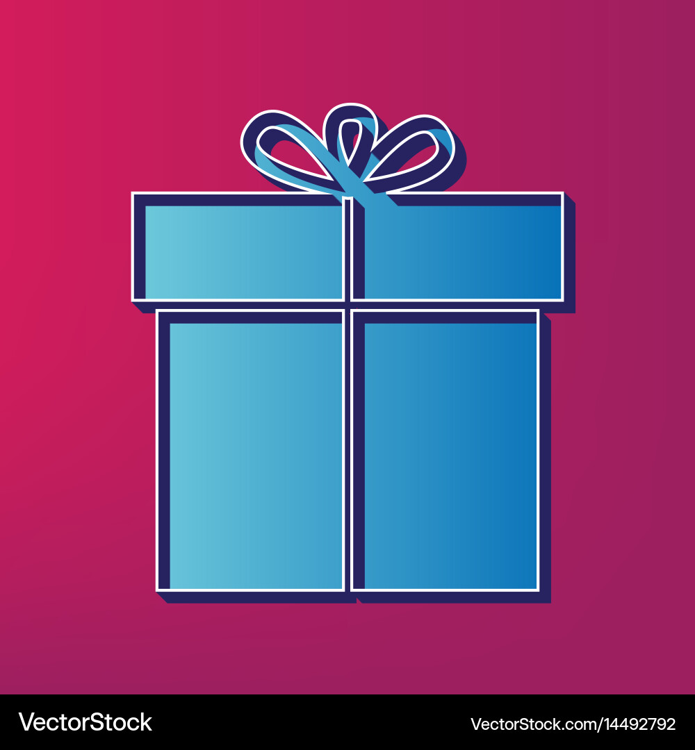 Gift sign blue 3d printed icon on magenta Vector Image