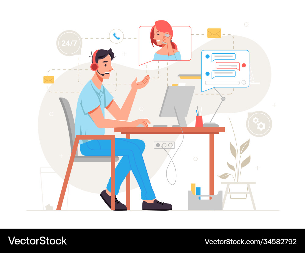 Helpline online customer service support center Vector Image