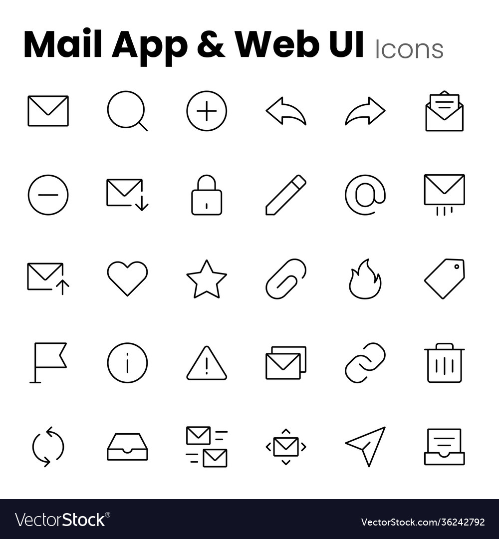 Mail app and web ui icons Royalty Free Vector Image