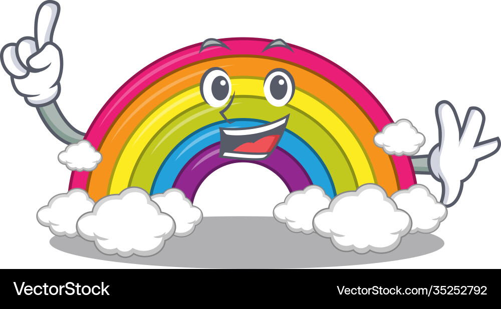 Rainbow mascot character design with one finger Vector Image
