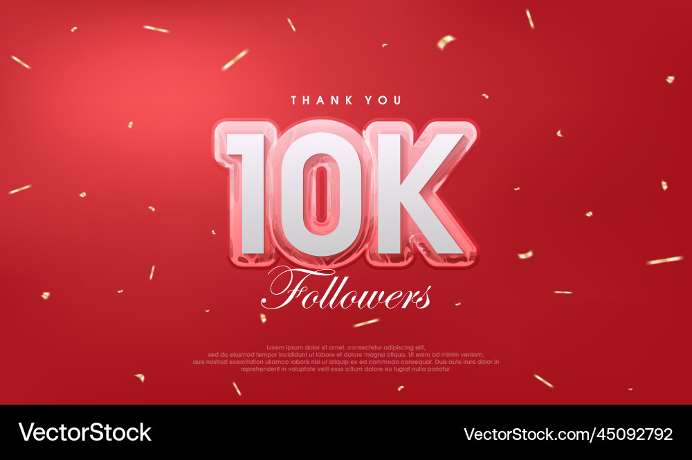 Red background for 10k followers celebration Vector Image