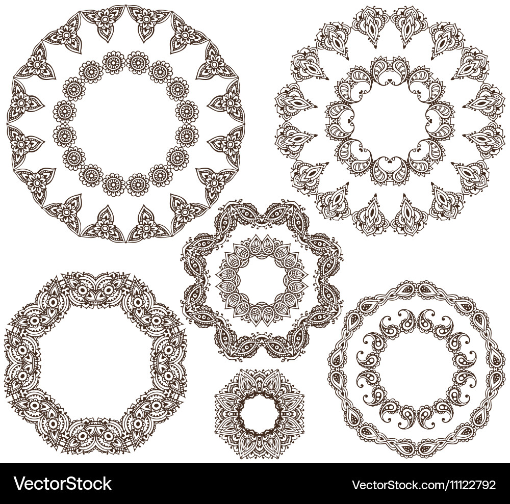Set of henna floral frames Royalty Free Vector Image