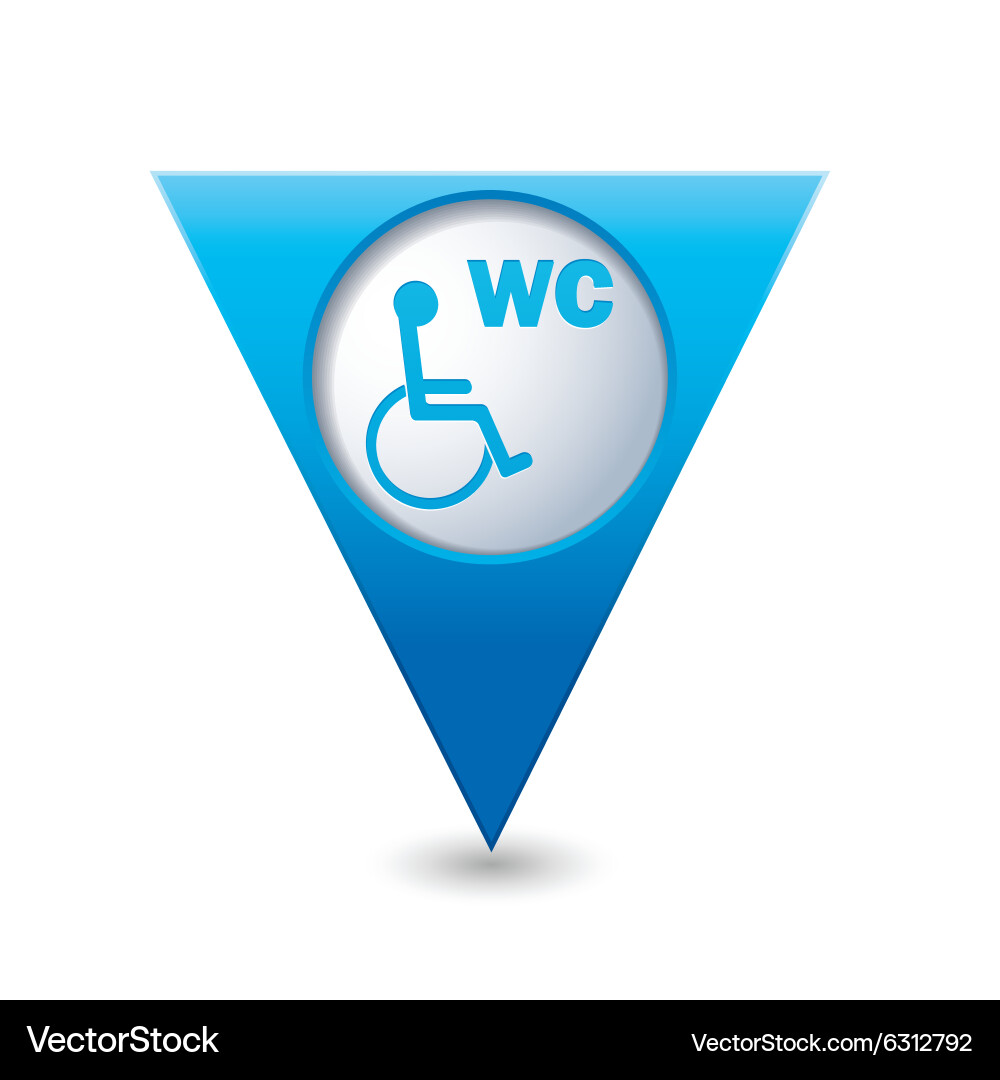 Toilet blue triangular map pointer Royalty Free Vector Image