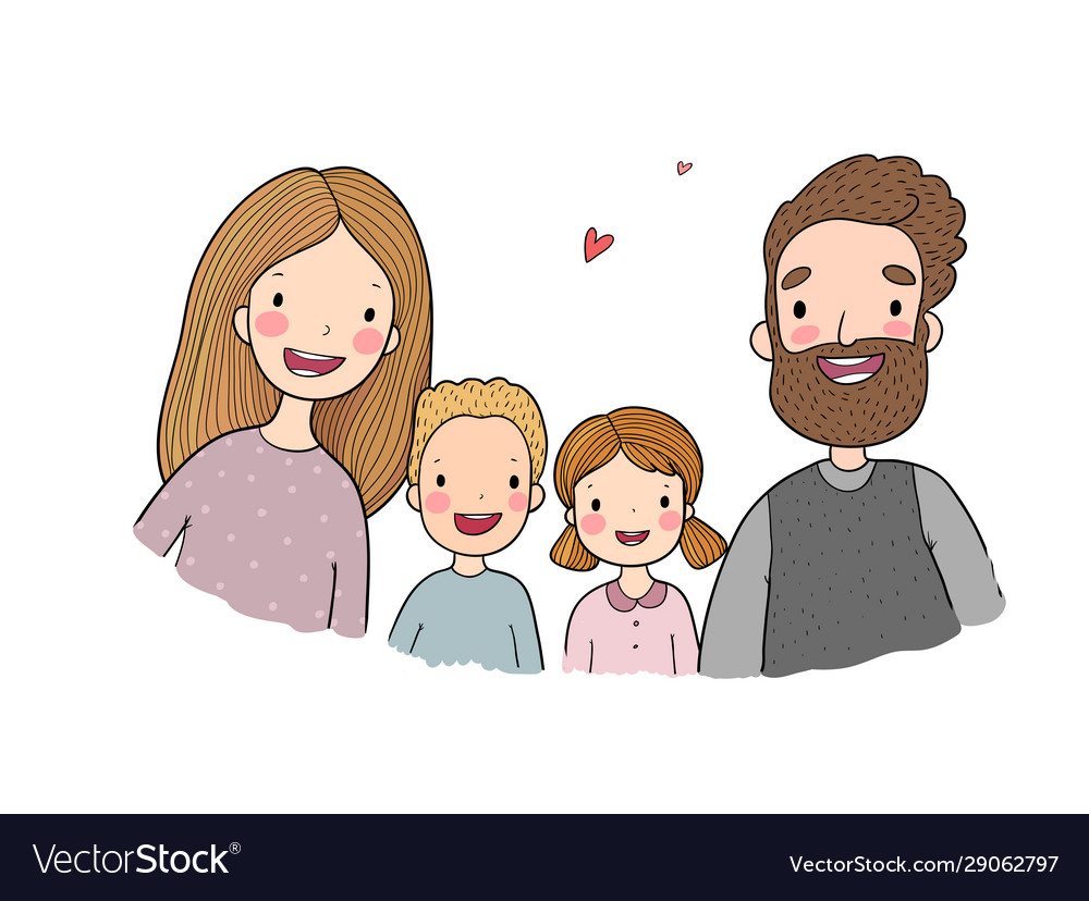 A happy family parents with children cute Vector Image
