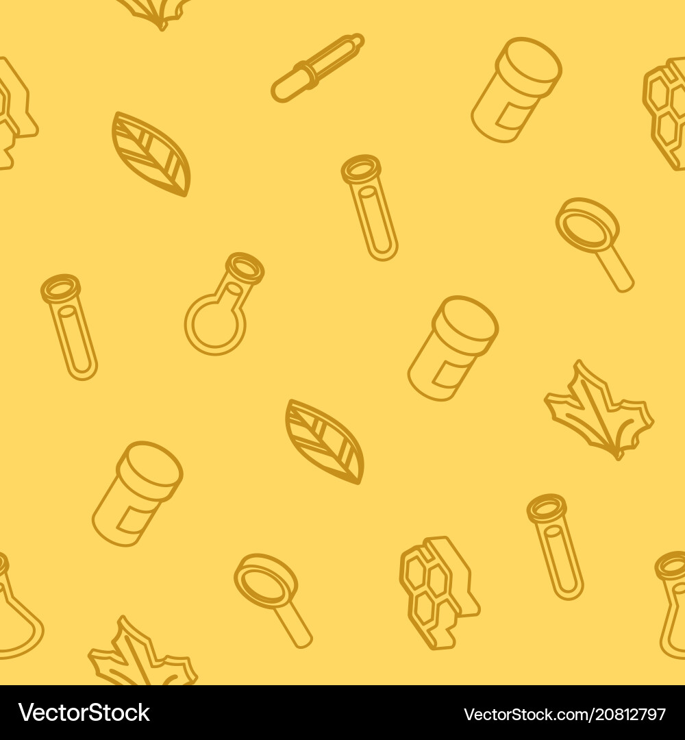 Biology outline isometric pattern Royalty Free Vector Image
