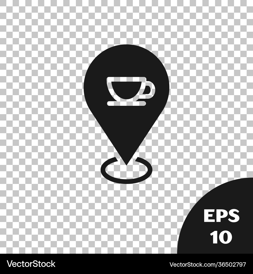 Black location with coffee cup icon isolated Vector Image