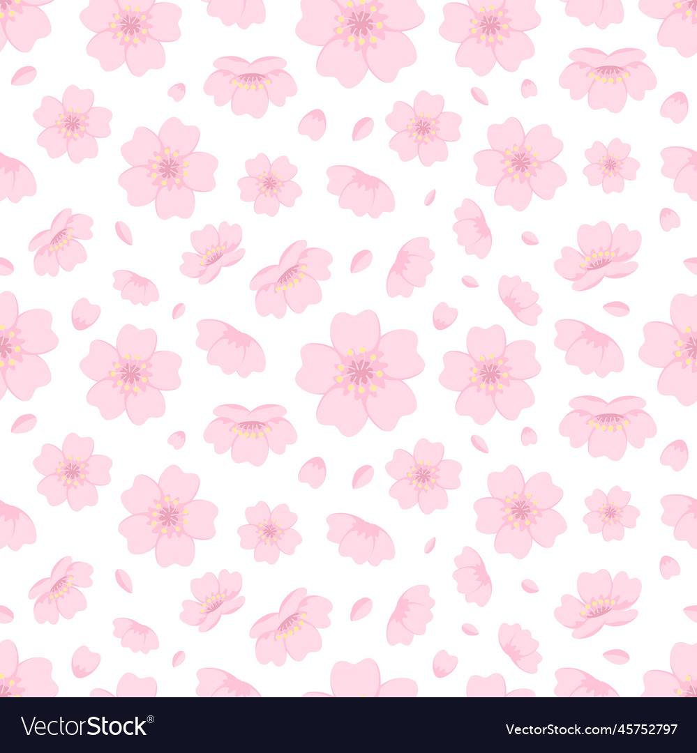 Cherry Blossom Seamless Pattern Japanese Flower Vector Image
