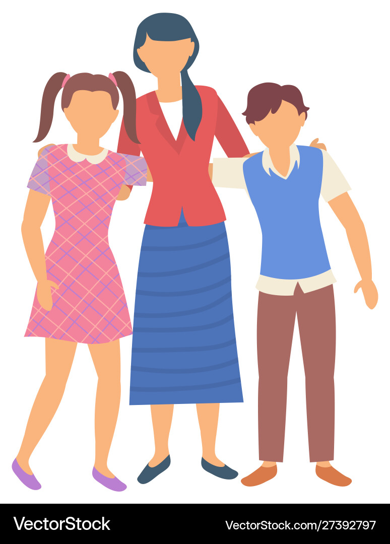 Classmates hugging teacher back to school Vector Image