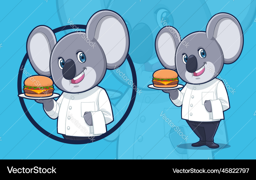 Koala chef serving burger Royalty Free Vector Image