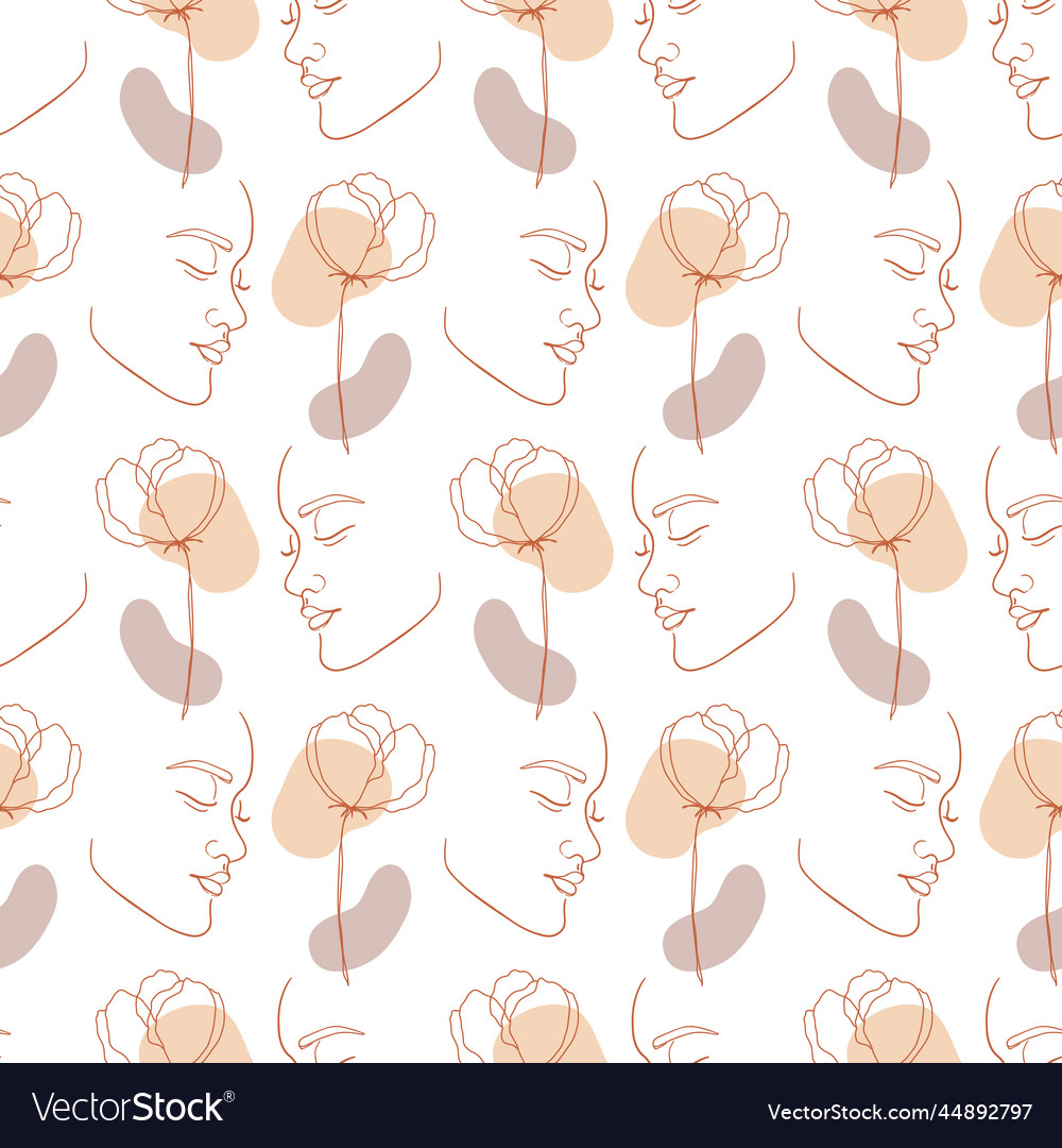 Minimalist continuous line art with woman face Vector Image