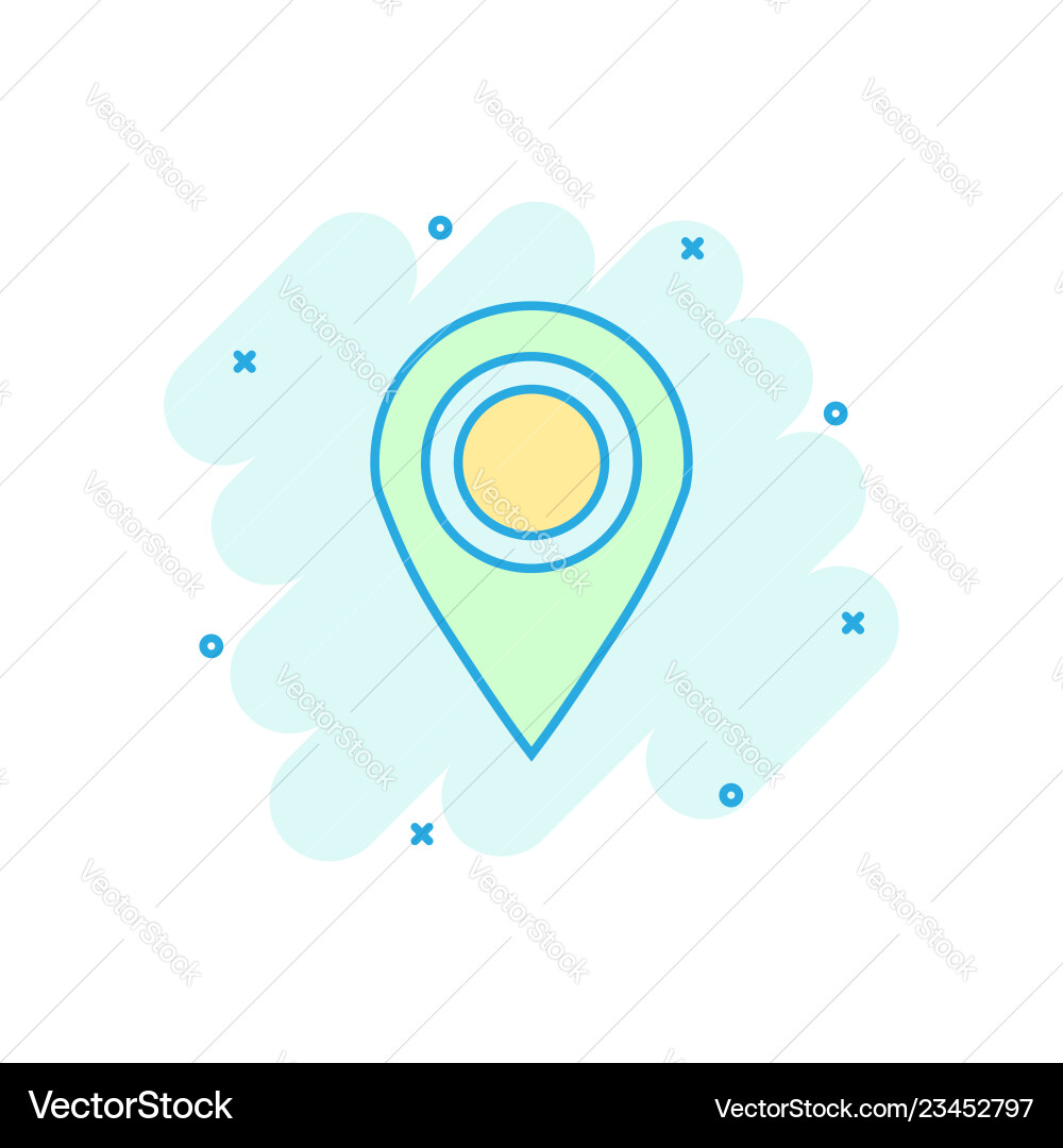 Pin map icon in comic style cartoon gps Royalty Free Vector