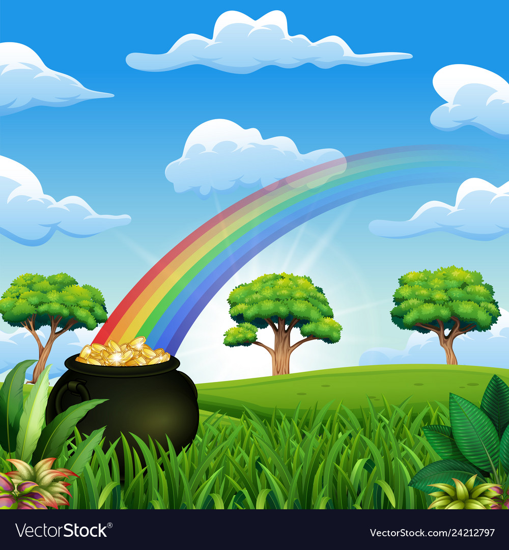 Saint patricks day pot of gold and rainbow on the Vector Image