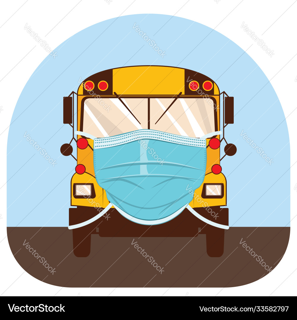 School bus in surgical mask Royalty Free Vector Image