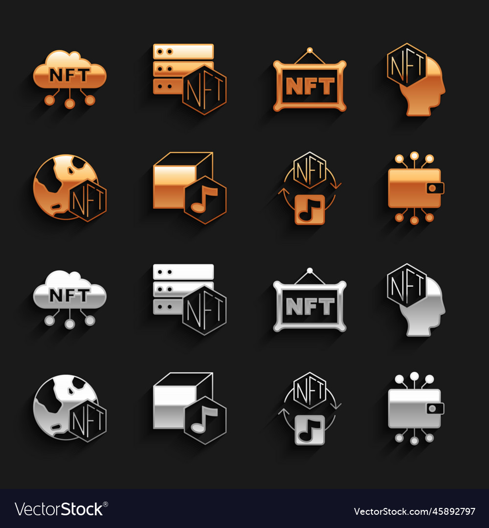 Set nft digital crypto art cryptocurrency wallet Vector Image Set nft digital crypto art cryptocurrency wallet Vector Image