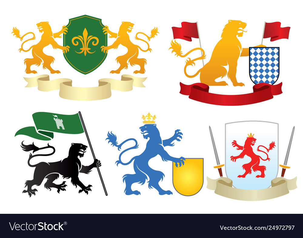 Simple heraldic tiger set Royalty Free Vector Image