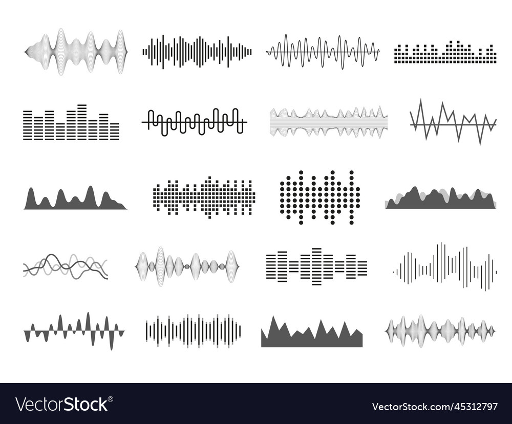 Sound wave music audio icons radio soundwave Vector Image