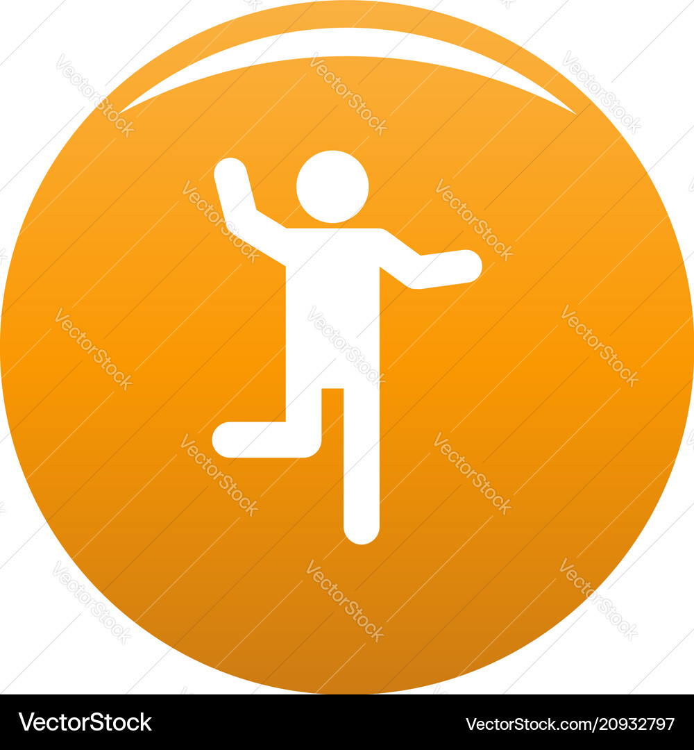 Stick figure stickman icon orange Royalty Free Vector Image