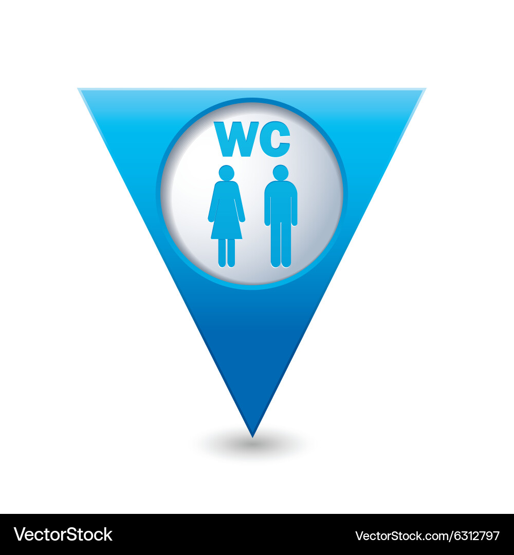 Toilet blue triangular map pointer Royalty Free Vector Image