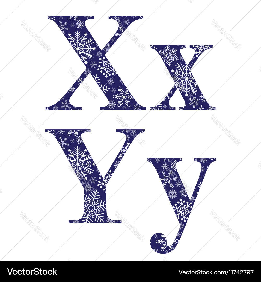 Uppercase and lowercase letters x y Royalty Free Vector