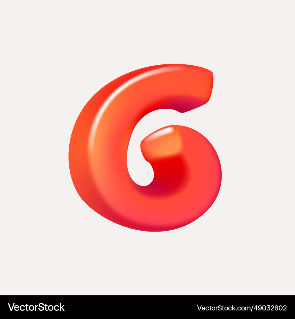 6 logo number six render in cartoon cubic style Vector Image