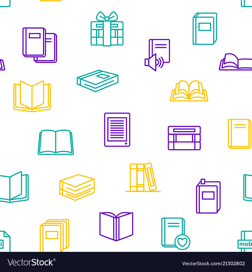Book thin line seamless pattern background Vector Image