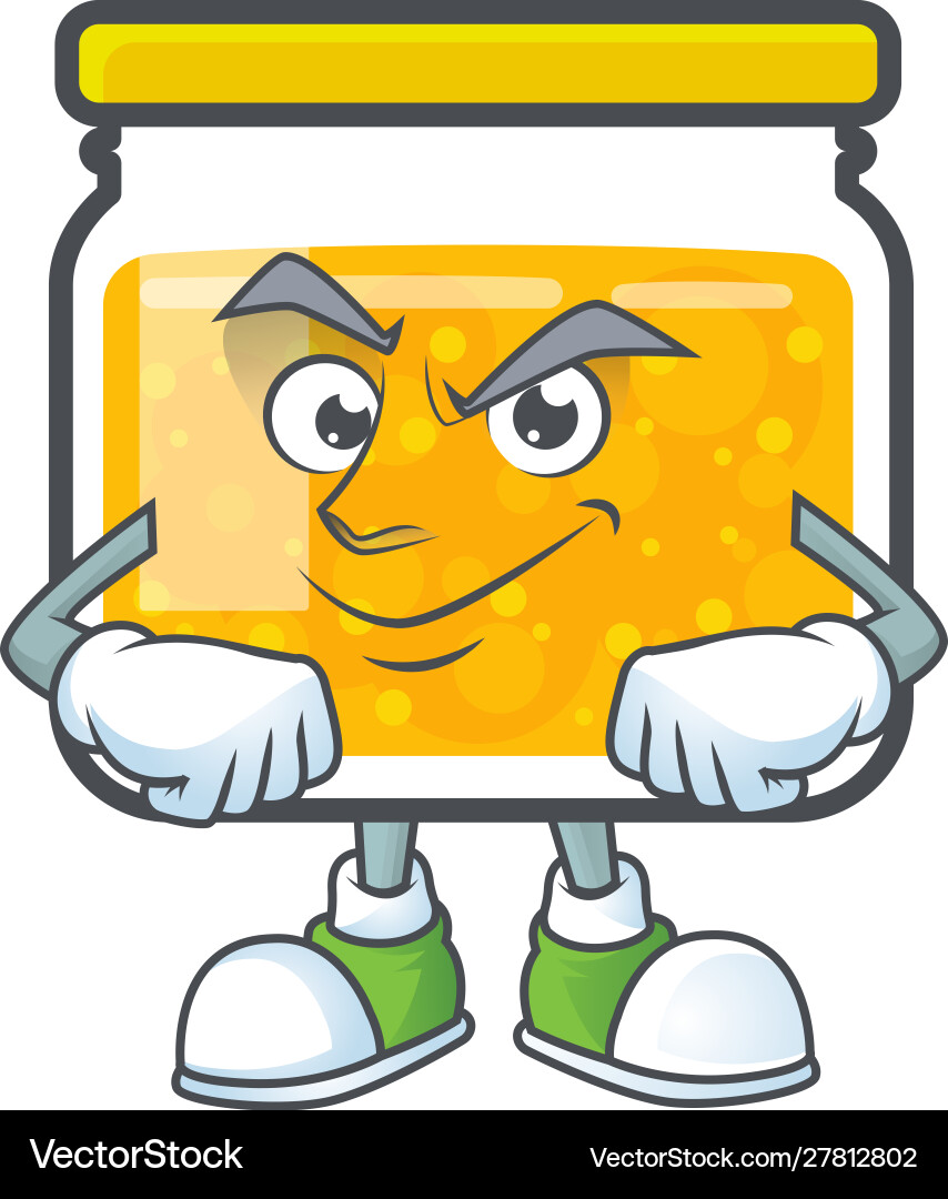 Cute jam in jar with character smirking Royalty Free Vector
