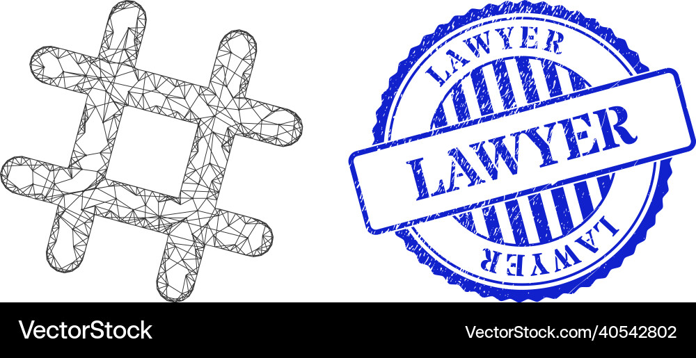 Distress lawyer stamp and hatched jail grid mesh Vector Image