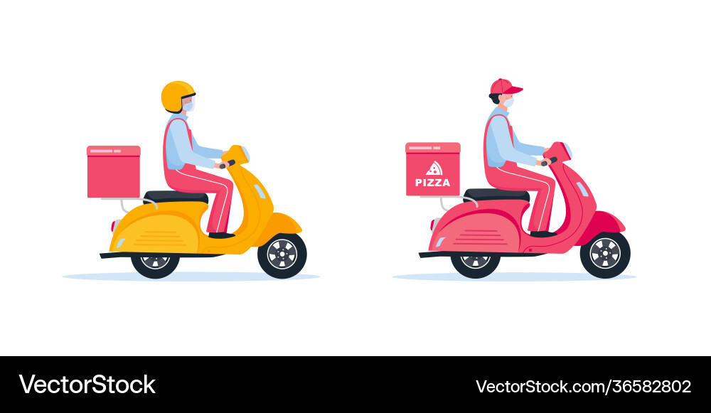Fast and free delivery scooter delivery man Vector Image