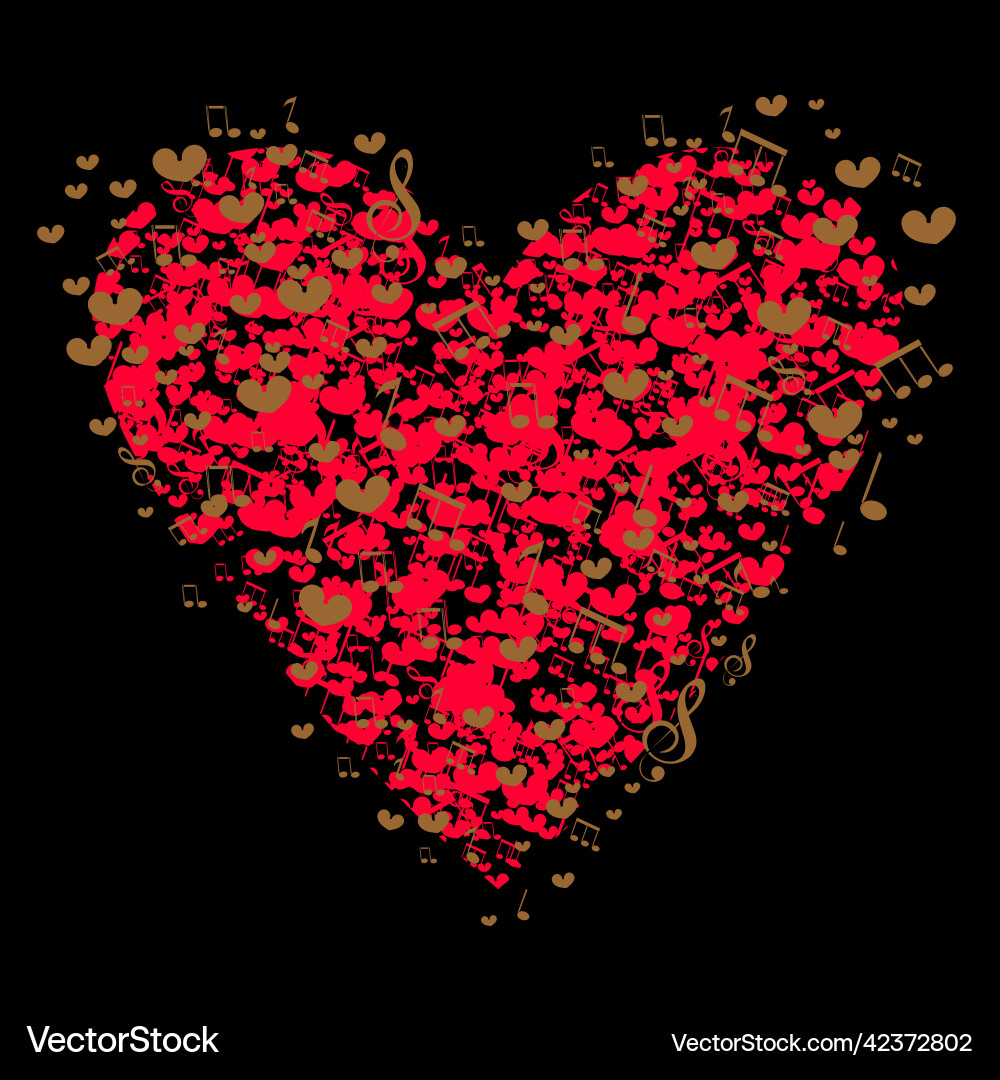 Heart red and gold in hearts Royalty Free Vector Image