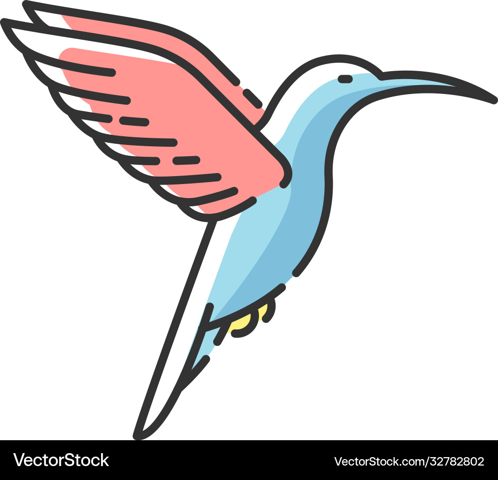 Hummingbird rgb color icon Royalty Free Vector Image