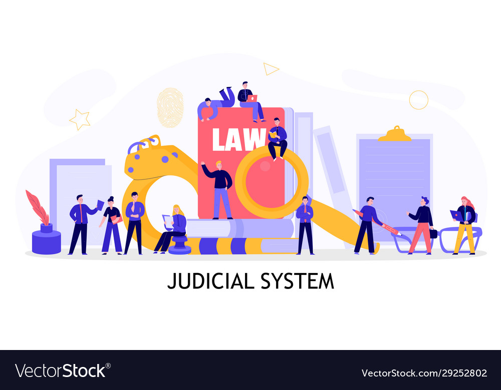 Law judicial system composition Royalty Free Vector Image