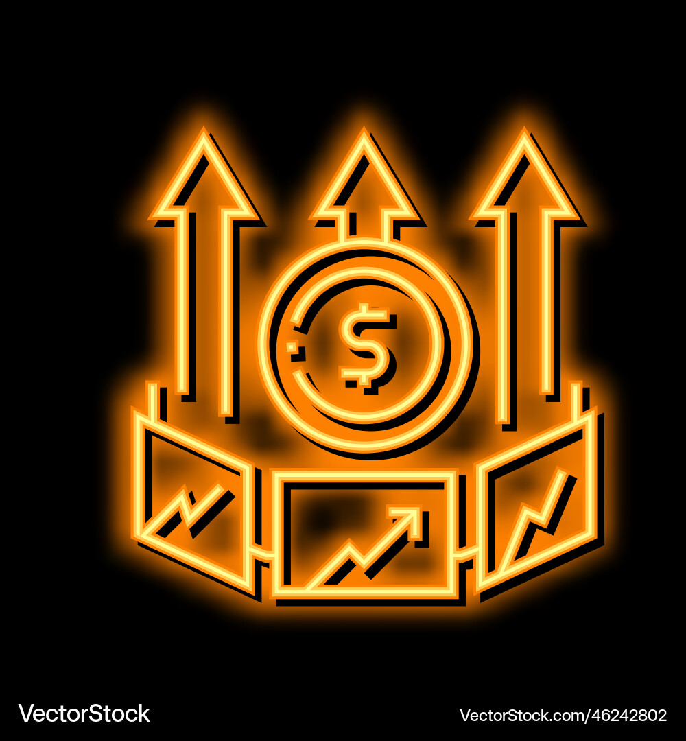 Market inflation neon glow icon Royalty Free Vector Image
