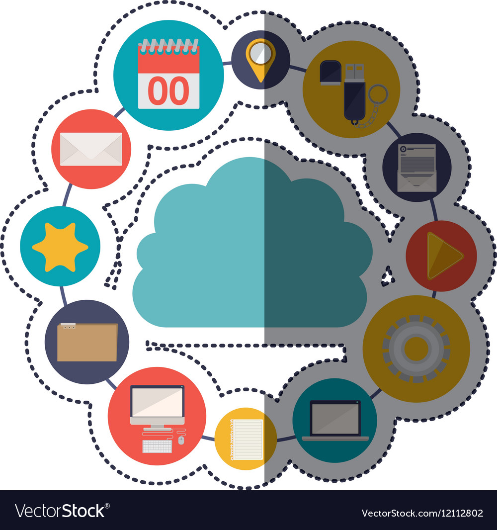 Media and cloud computing design Royalty Free Vector Image