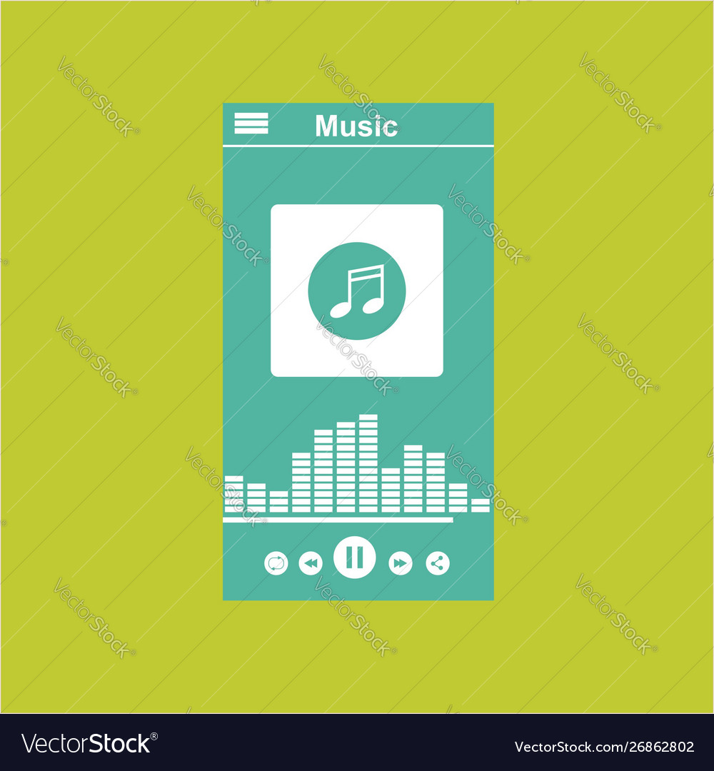 Media player application app template with flat Vector Image