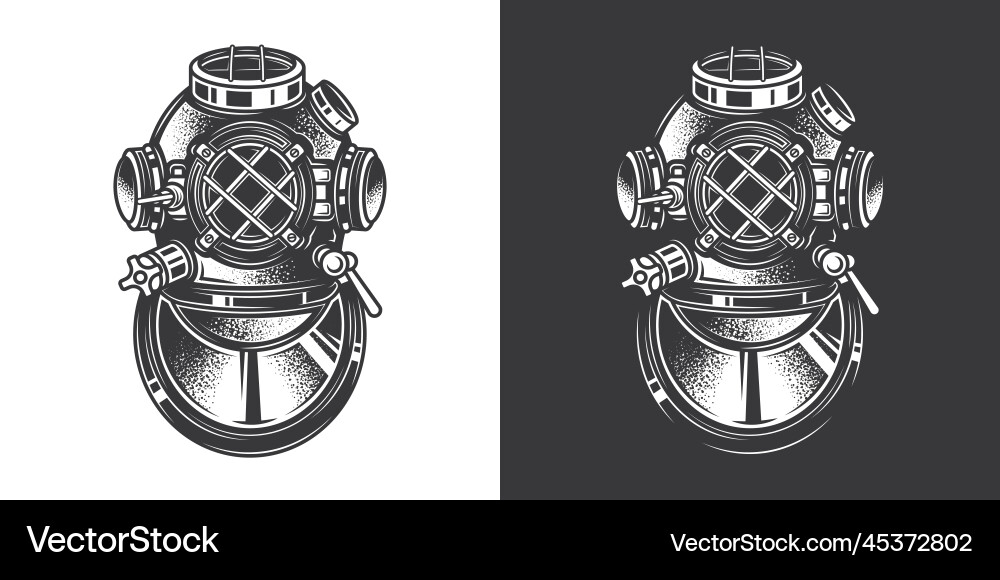 Monochrome of a diving helmet Royalty Free Vector Image