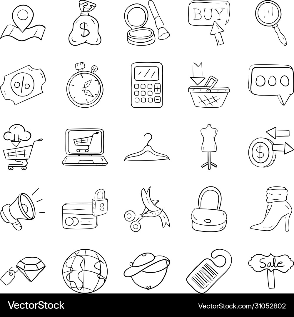 Online shopping line icons pack Royalty Free Vector Image