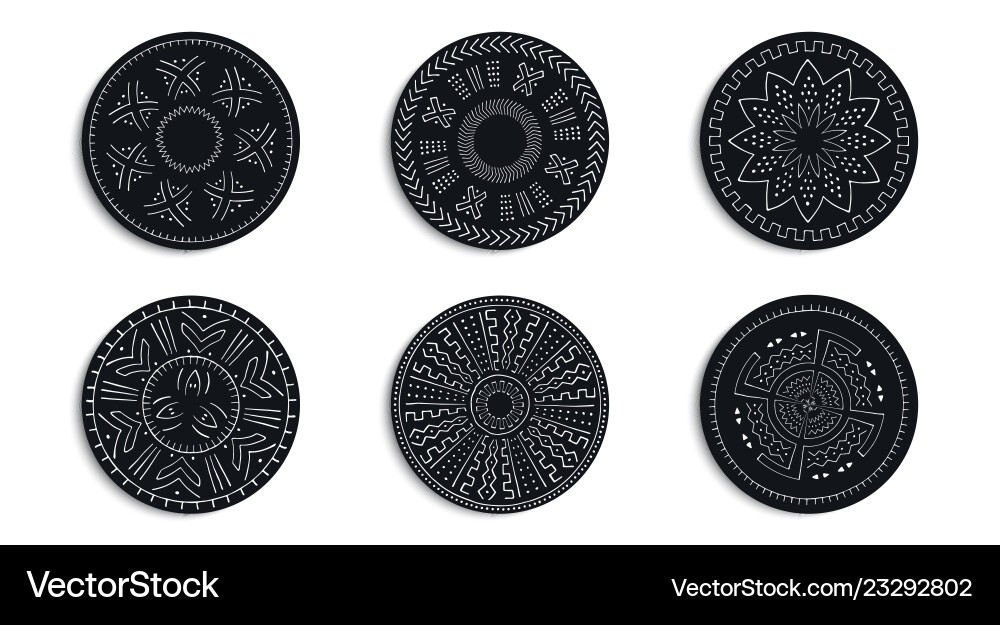 Set african circular ornaments tribal print Vector Image