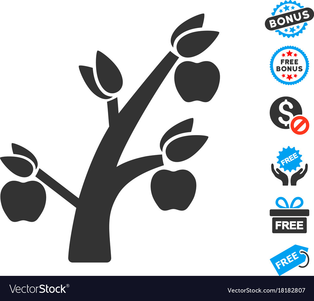 Apple tree icon with free bonus Royalty Free Vector Image
