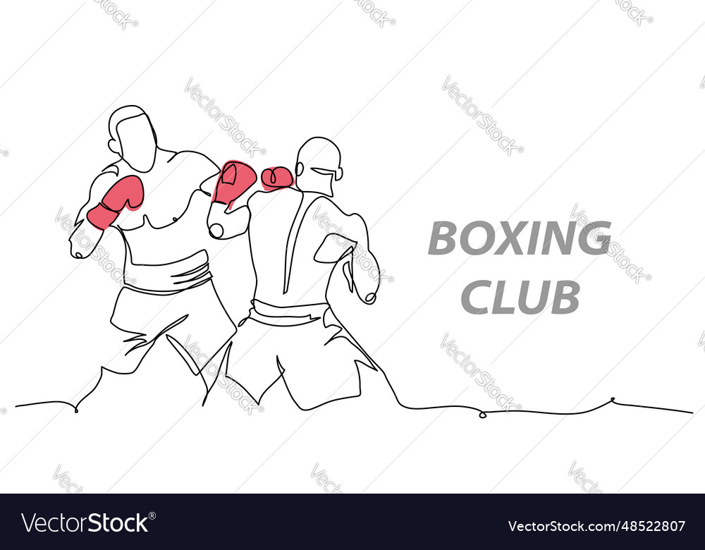 Boxing men one continuous Royalty Free Vector Image