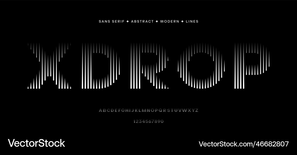 Font set lines abstract art modern alphabet Vector Image