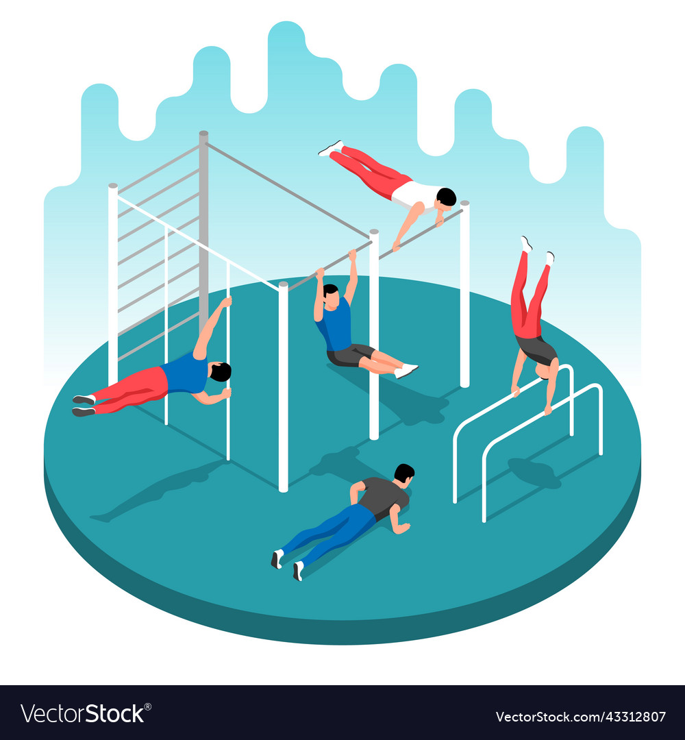 Isometric workout composition Royalty Free Vector Image