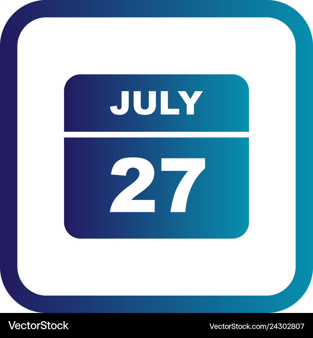 July 27th date on a single day calendar Royalty Free Vector