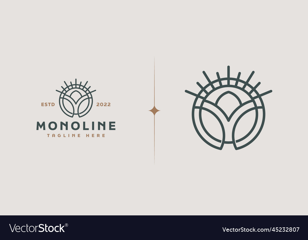 Leaf flower tree monoline universal creative Vector Image