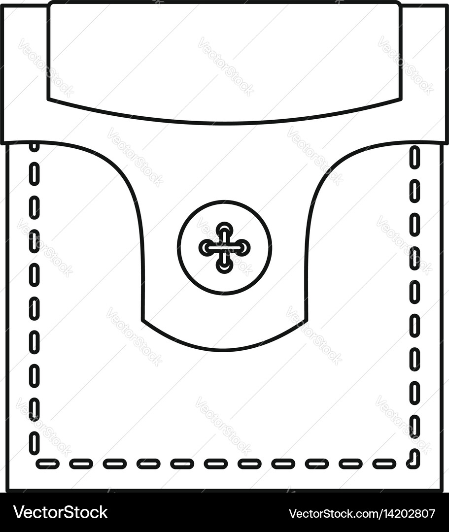 Pocket with valve and button icon outline style Vector Image