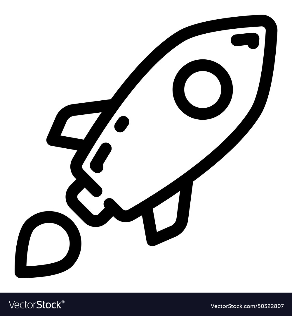 Rocket flat icon isolated on white background Vector Image