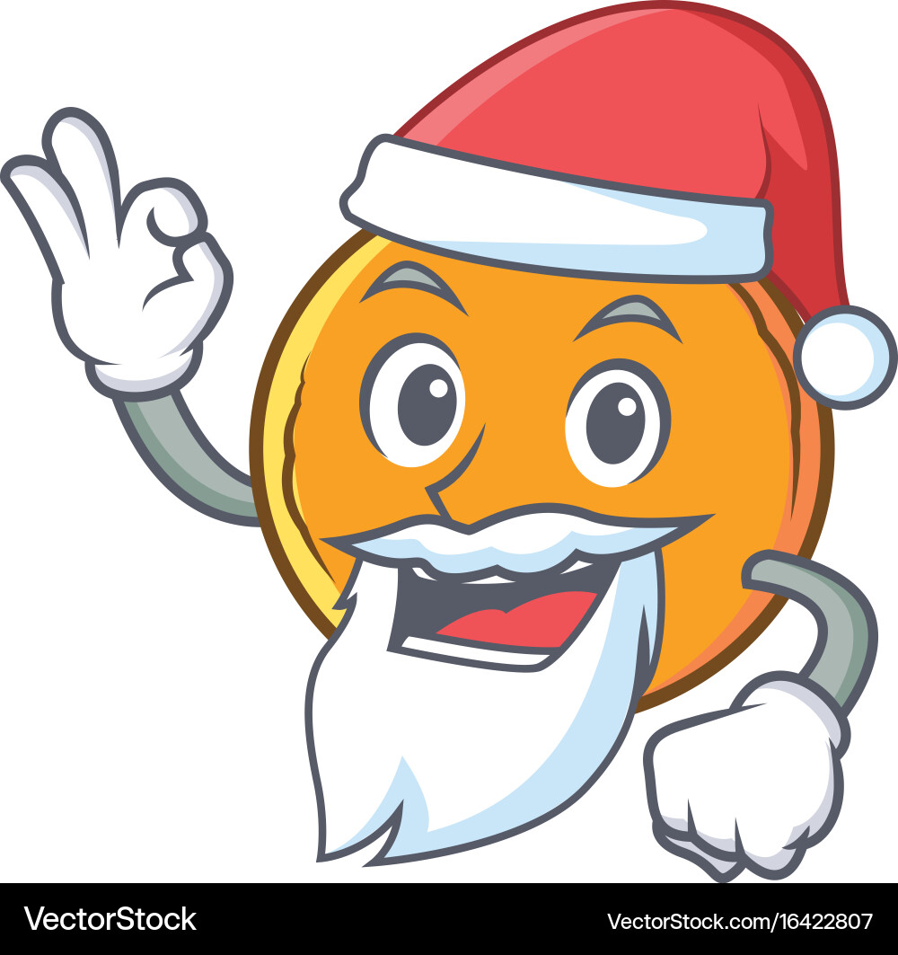 Santa orange fruit cartoon character Royalty Free Vector
