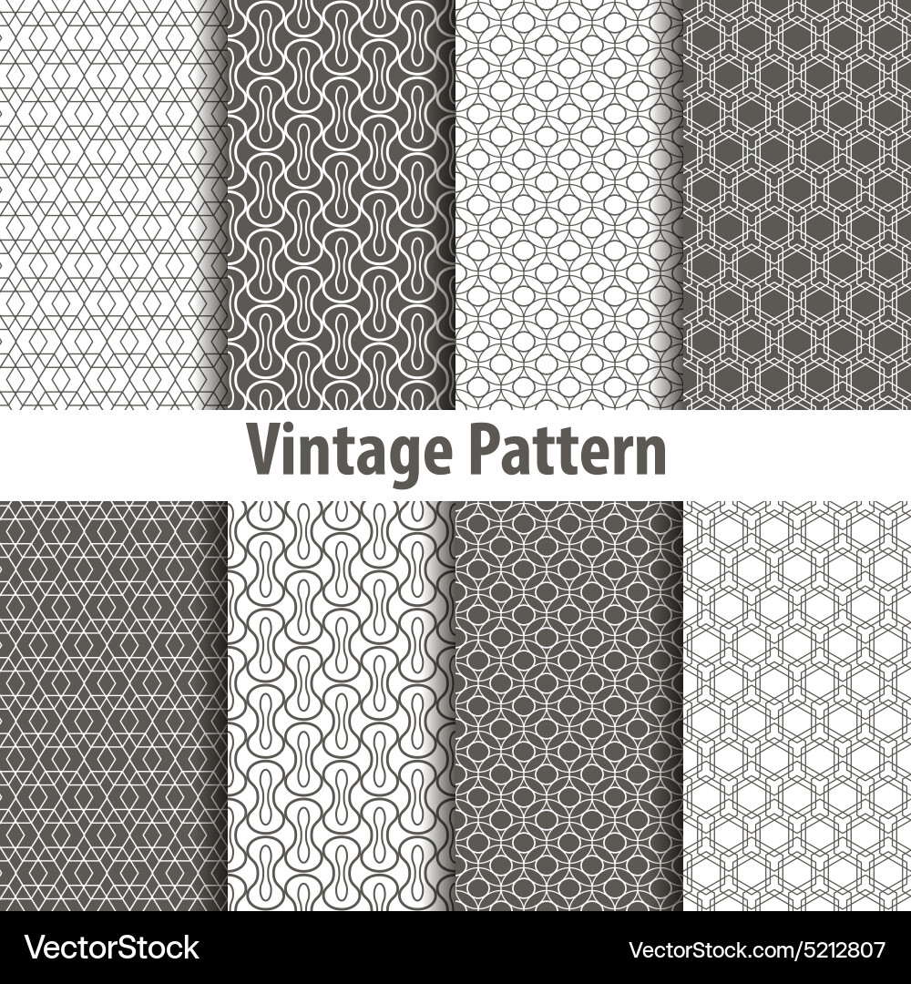 Set of nine seamless pattern in retro style Vector Image