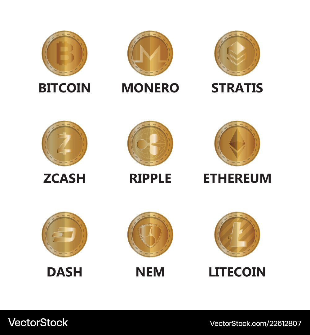 Set of virtual coins icons Royalty Free Vector Image