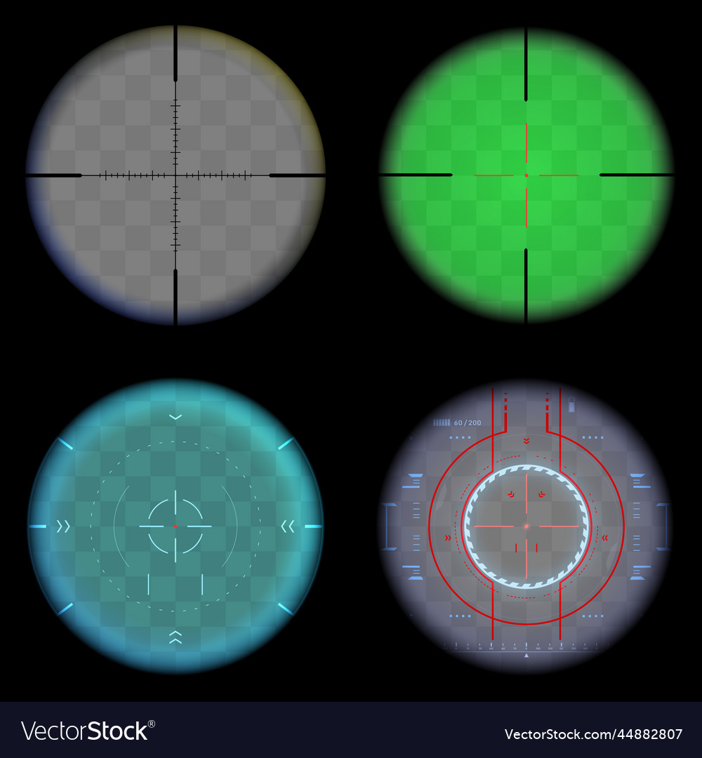 Sniper scope set on transparent background Vector Image